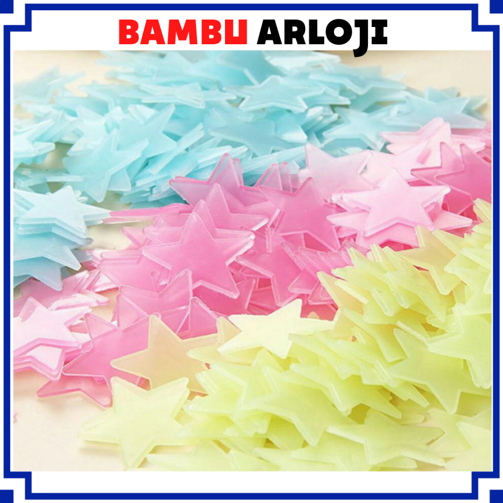 Jual BAJ Stiker Bintang 100pcs Stiker Dinding Glow In The Dark Star ...