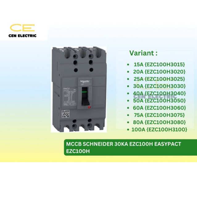 Jual MCCB SCHNEIDER EASYPACT EZC100H 3P 100a 80a 75a 60a 50a 40a 30a ...