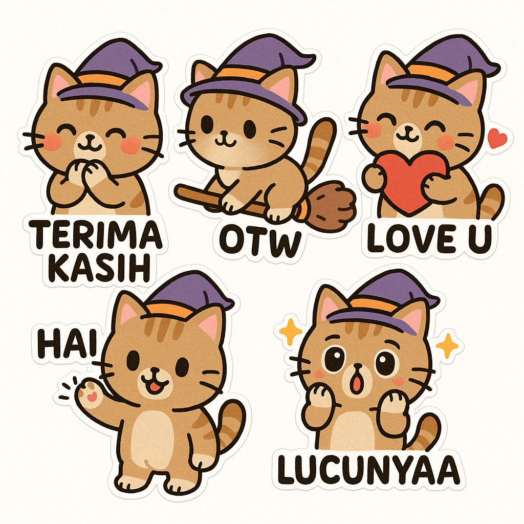 Jual Custom Stiker WhatsApp Unik - 5 Desain Eksklusif Pose & Teks ...