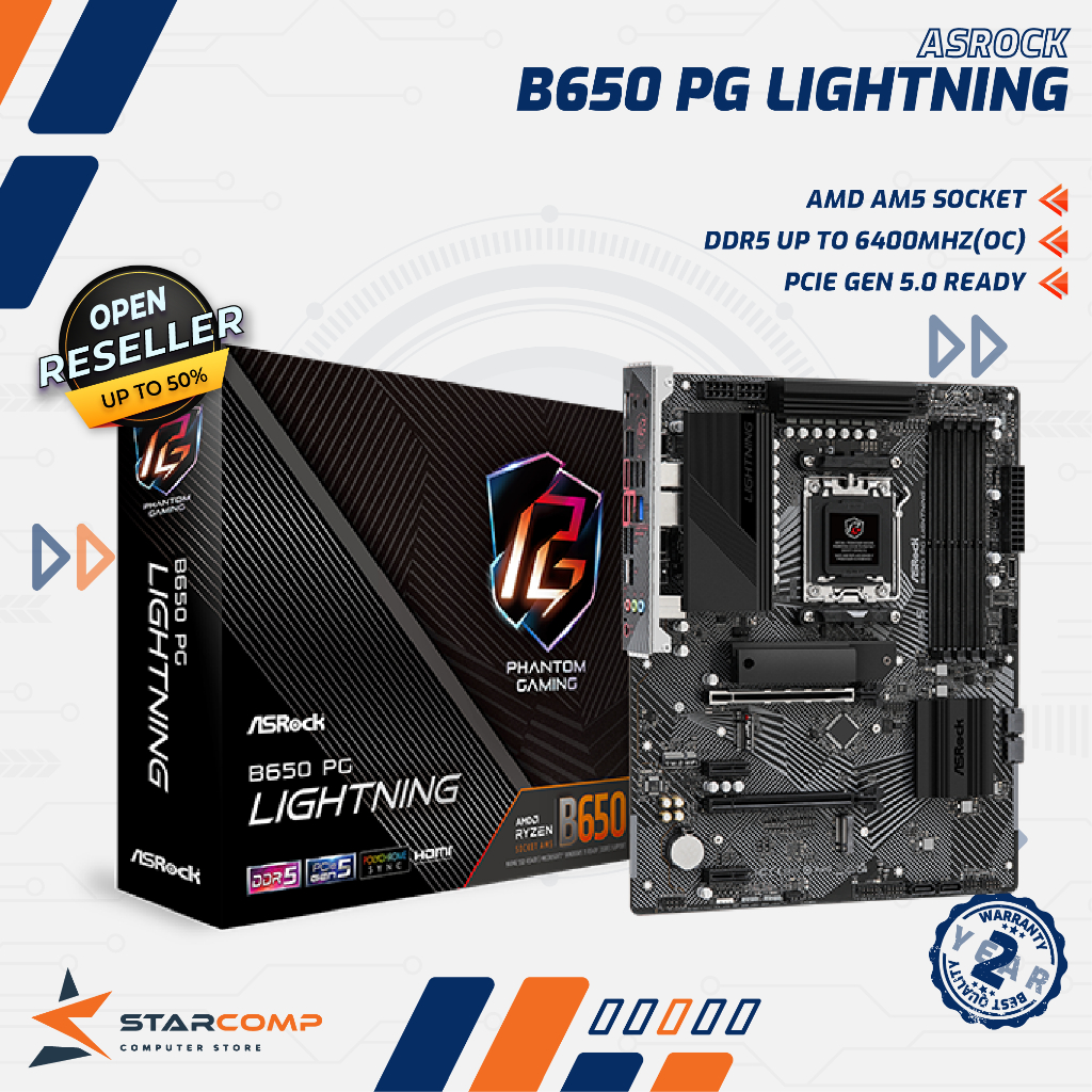 Jual ASROCK B650 PG Lightning DDR5 Motherboard ATX AM5 B 650 | Shopee ...