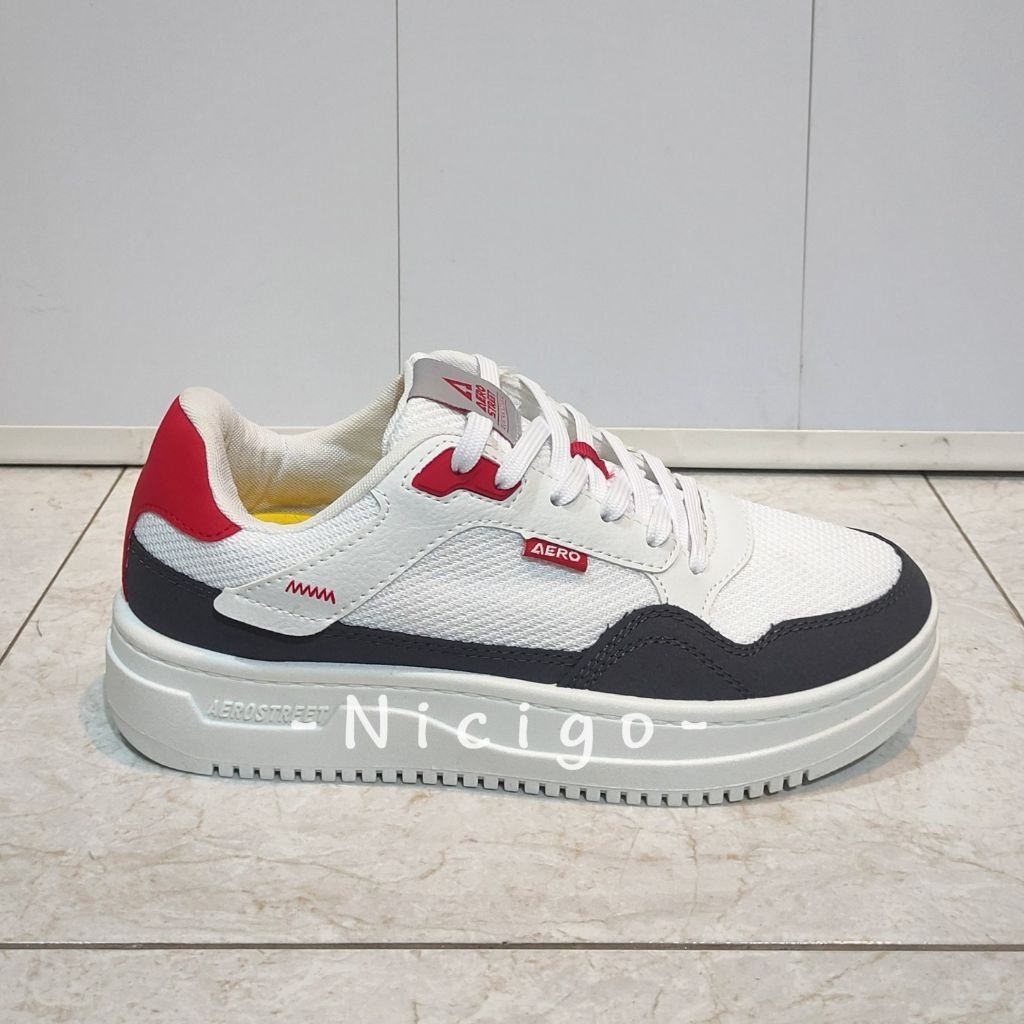 Jual Sepatu Sneakers Casual Pria Wanita - Aerostreet Maximo Hitam Merah ...