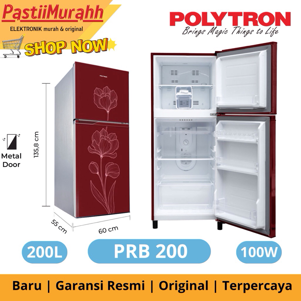 Jual KULKAS POLYTRON DUA PINTU 200L PRB 200 R / PRB 200 Y HEMAT LISTRIK ...