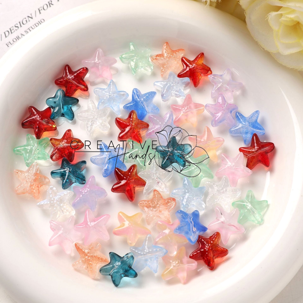 Jual 10 PCS Manik-manik Bintang Kaca Genuine Glass Beads - BINTANG MINI ...