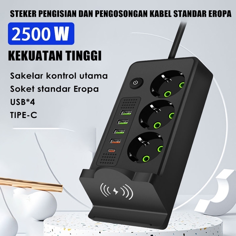 Jual 2500W Power Strip Power Socket Charger Stop Kontak Usb Charger 2Meter / Power Socket ...
