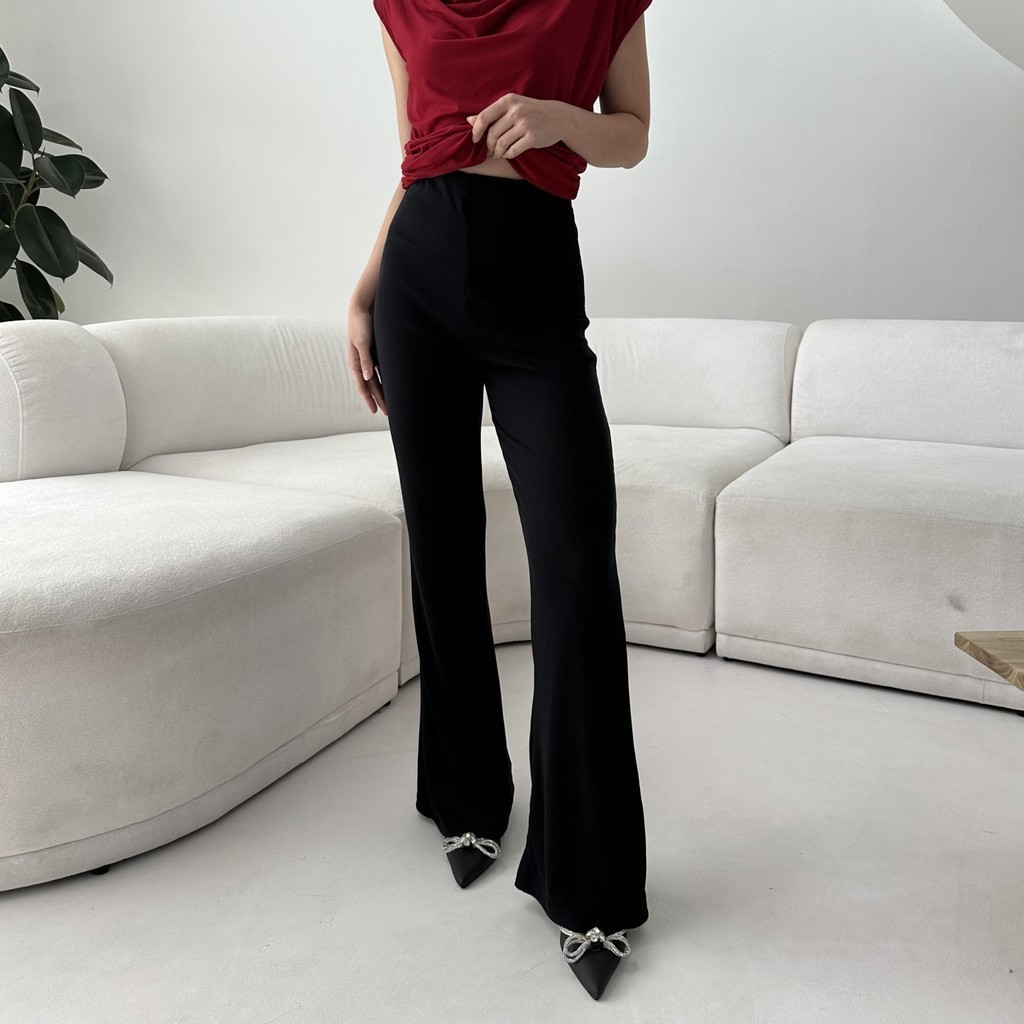 Jual CORA PANTS - Loose Flare Cutbray Pants - Celana Panjang Knit Wanita - Long Cullote Pants ...