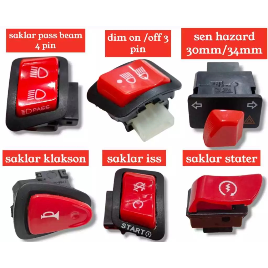 Jual Saklar Tombol Starter Engine Dimmer Warna Merah Vietnam Lampu Beam ...