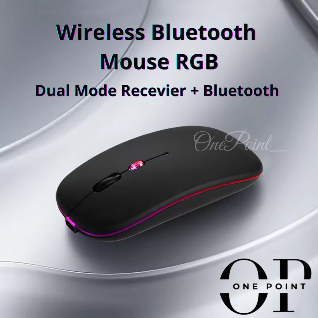 Jual Mouse Wireless Rechargeable Led RGB 2.4G+ Bluetooth Mouse 2 In1 ...