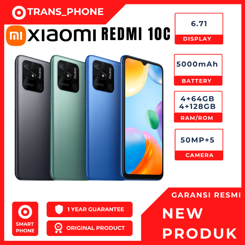 Jual Xioami Redmi 10C 4/64 & 4/128 SnapDragon 5000mAh NEW Garansi RESMI | Shopee Indonesia