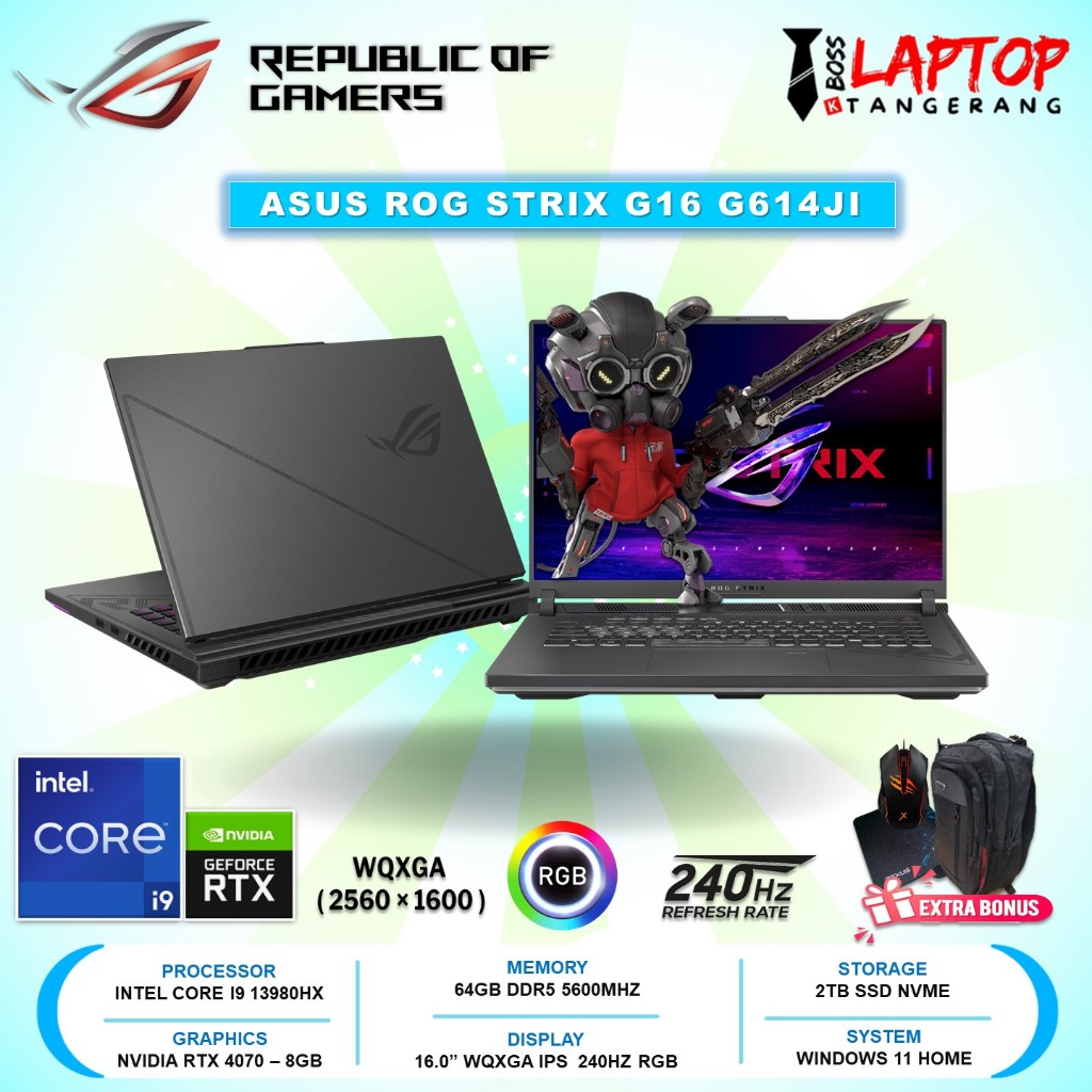 Jual Laptop Gaming Asus Rog Strix G16 G614JI Intel I9 13980Hx 64Gb 2Tb ...