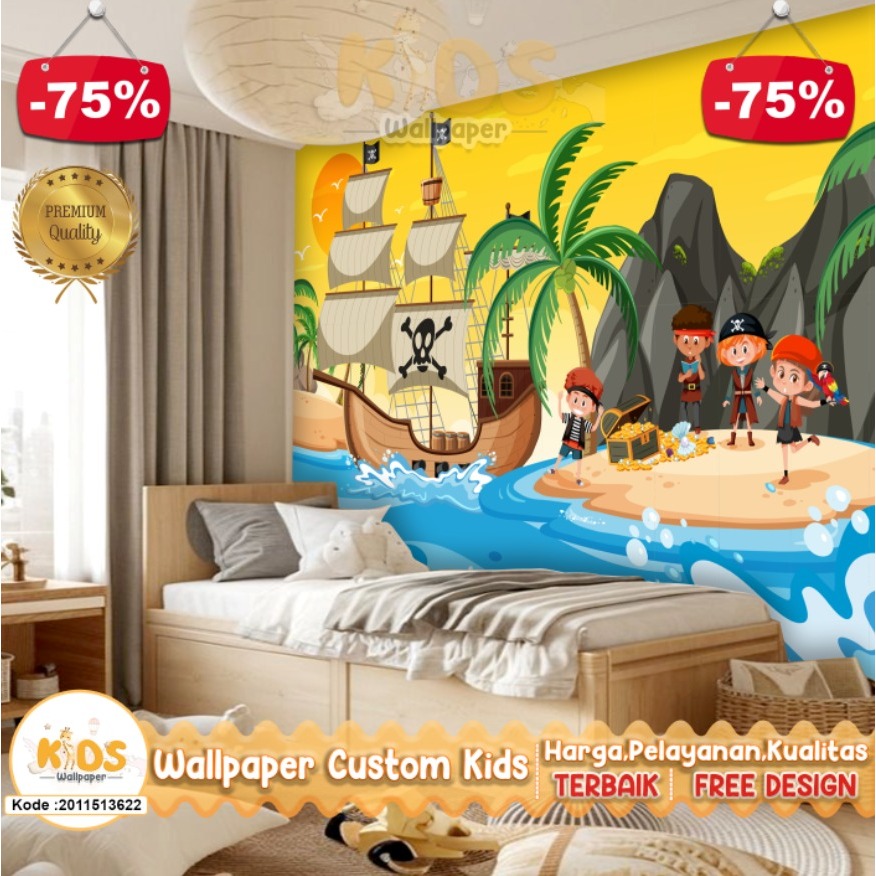 Jual Wallpaper Dinding Custom 3D Tema Bajak Laut | Animasi Hewan ...