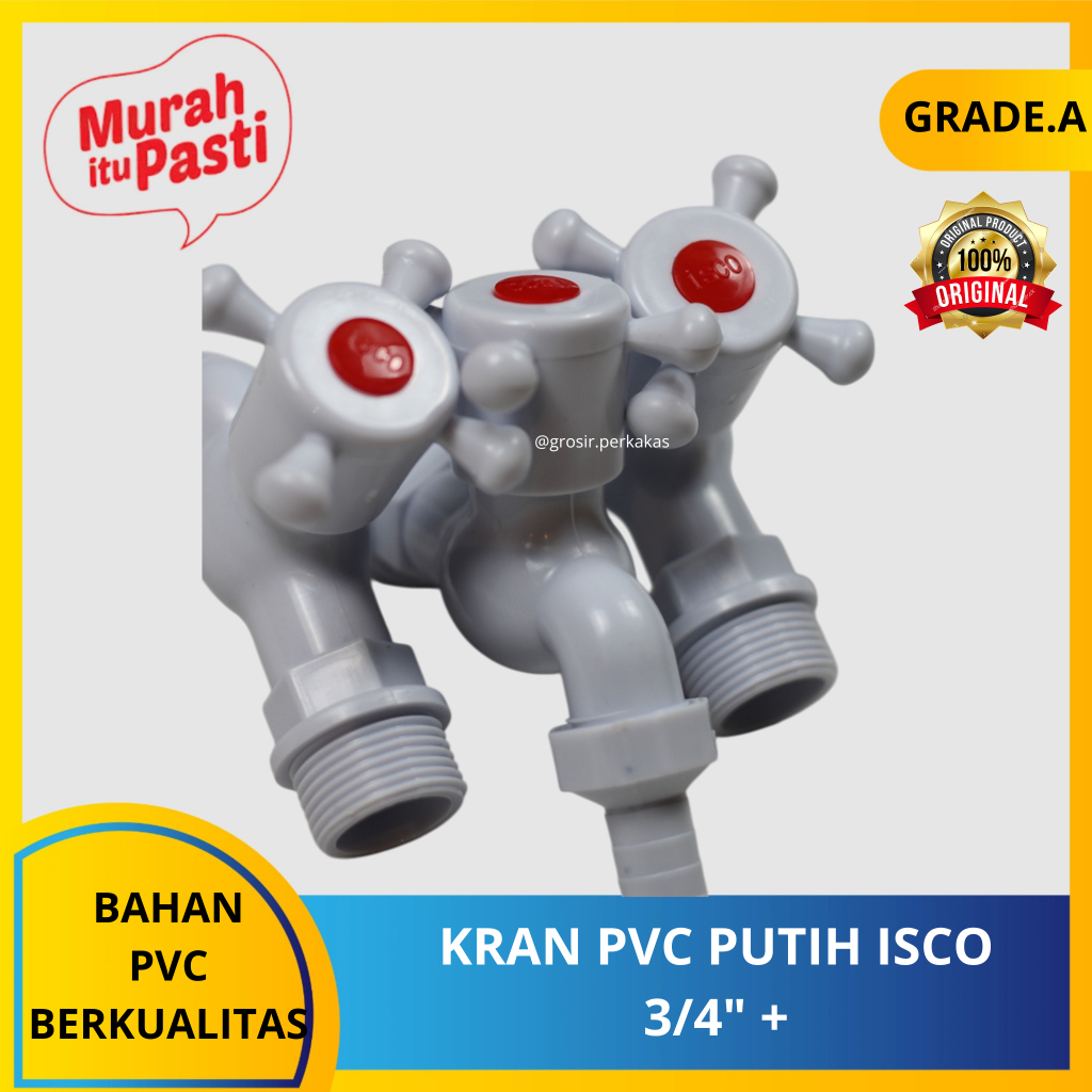 Jual KRAN PVC PUTIH ISCO 1/2" & 3/4 ENGKOL & BALING - kran tembok ...