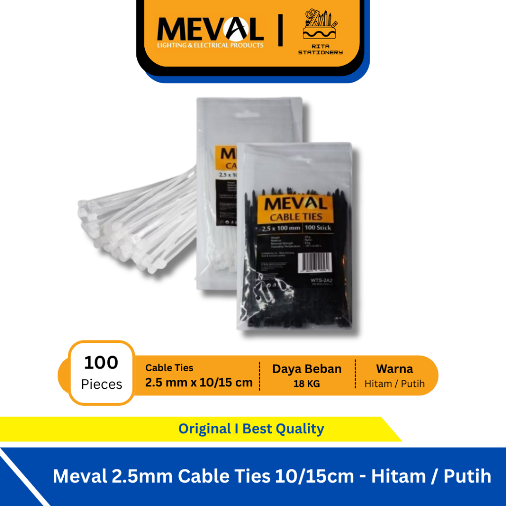 Jual Meval Kabel Nylon Tis / Cable Ties 2.5mm Nilon tebal Hitam Putih ...