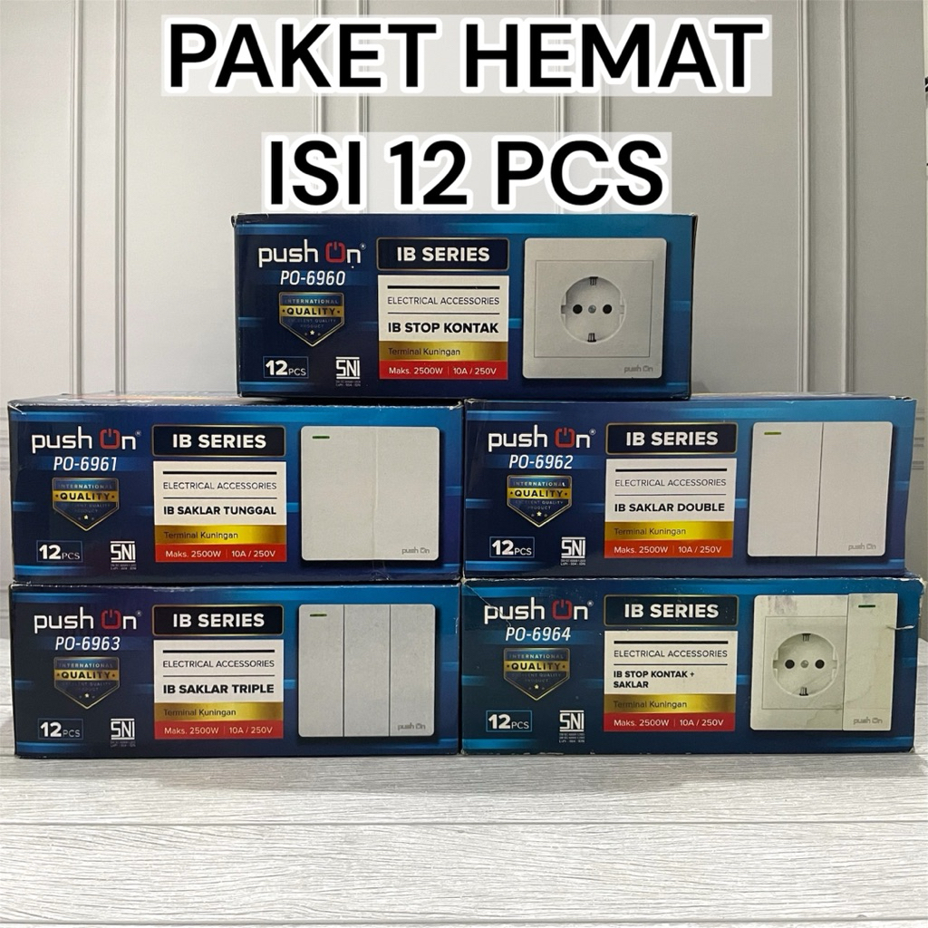 Jual ( PAKET ISI 12 PCS ) PUSH ON IB STOP KONTAK / SAKLAR ENGKEL / SERI ...