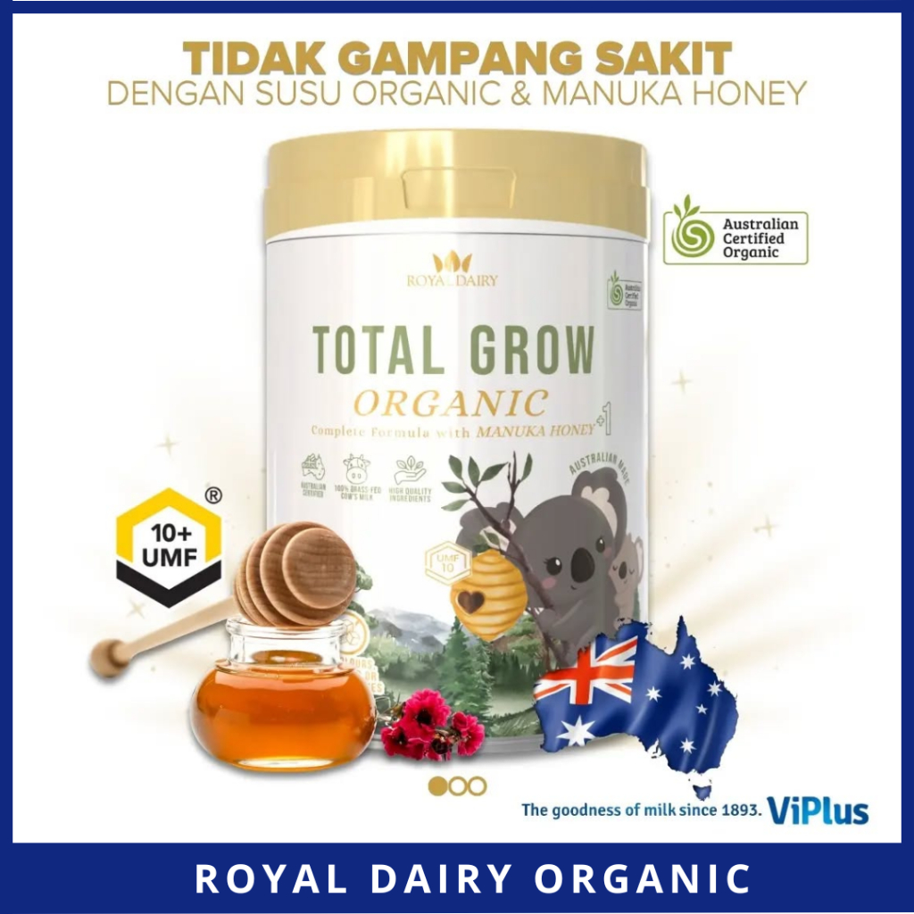 Jual Royal Dairy Total Grow Organic 800 Gram Susu Pertumbuhan Anak 1-12 ...