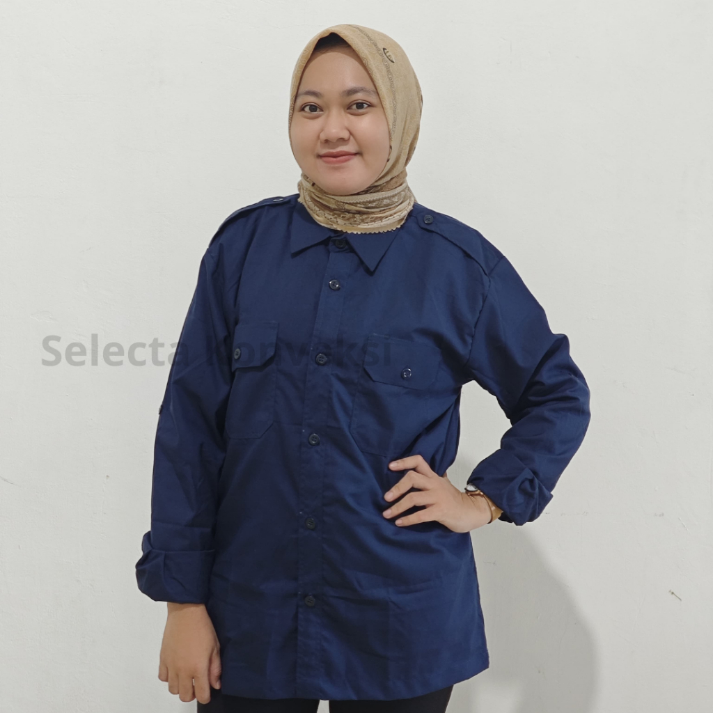 Jual Kemeja PDH PDL / Kukerta Polos Lengan Panjang Dongker Bahan Drill ...