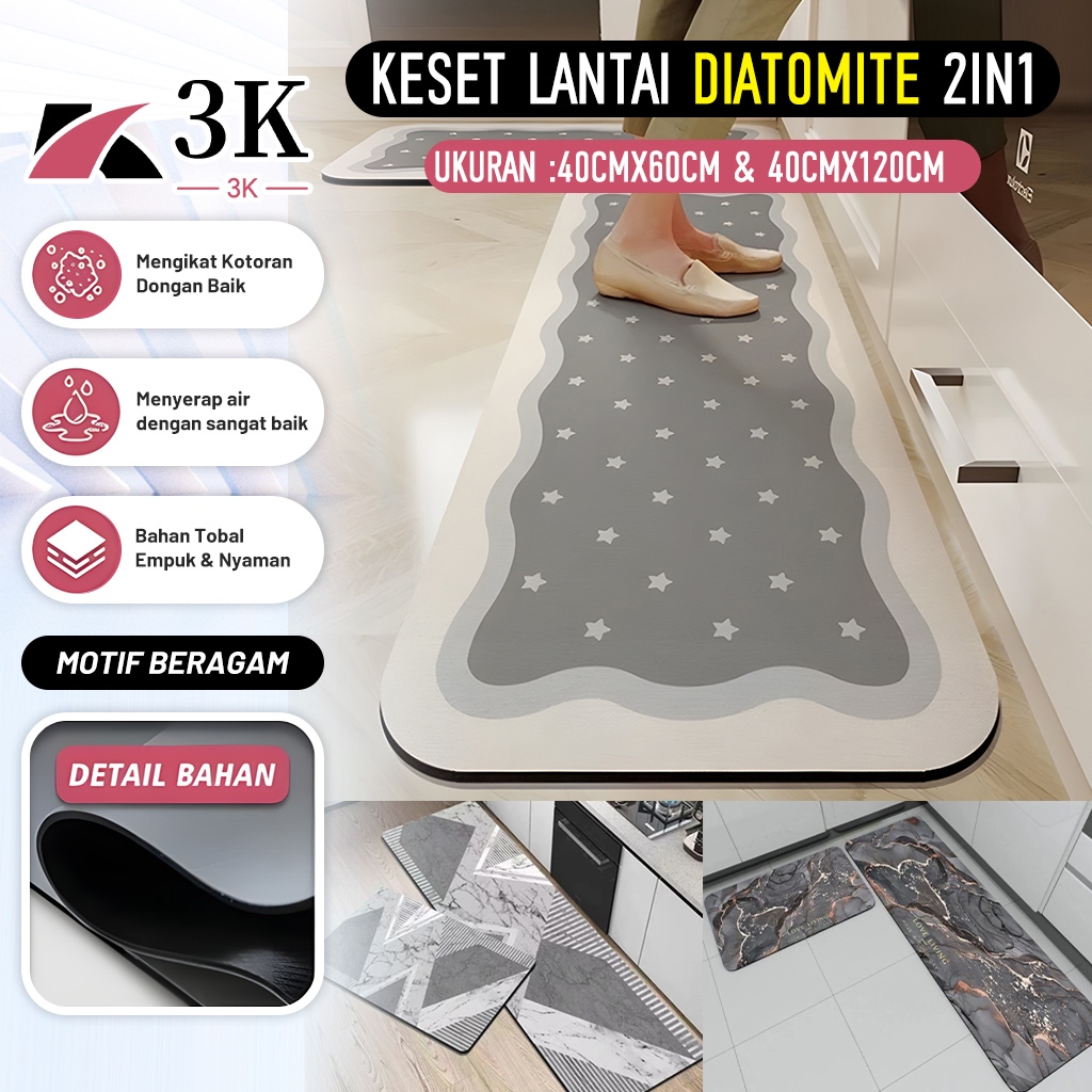 Jual (3K Surabaya) Keset Dapur Diatomite 2in1 Anti Slip Nyerap Air ...