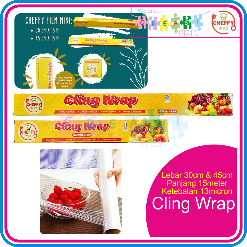 Jual Cheffy Cling Wrap 30cm & 45cm Panjang 15meter Plastik Pembungkus / Seal Buah, Sayur Food ...