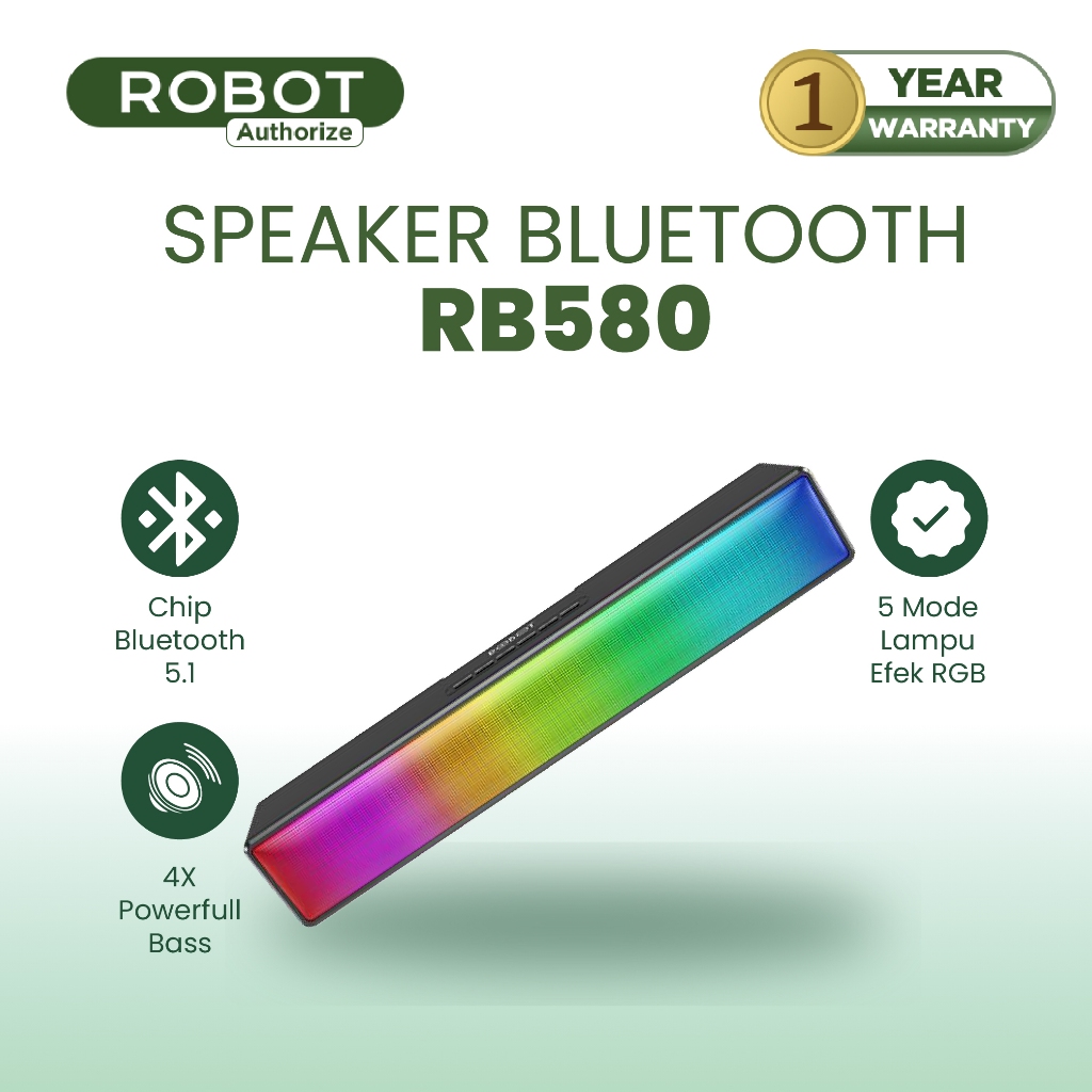 Jual Robot RB580 Speaker Bluetooth 5.1 Soundbar 10W Ultra Bass with RGB ...