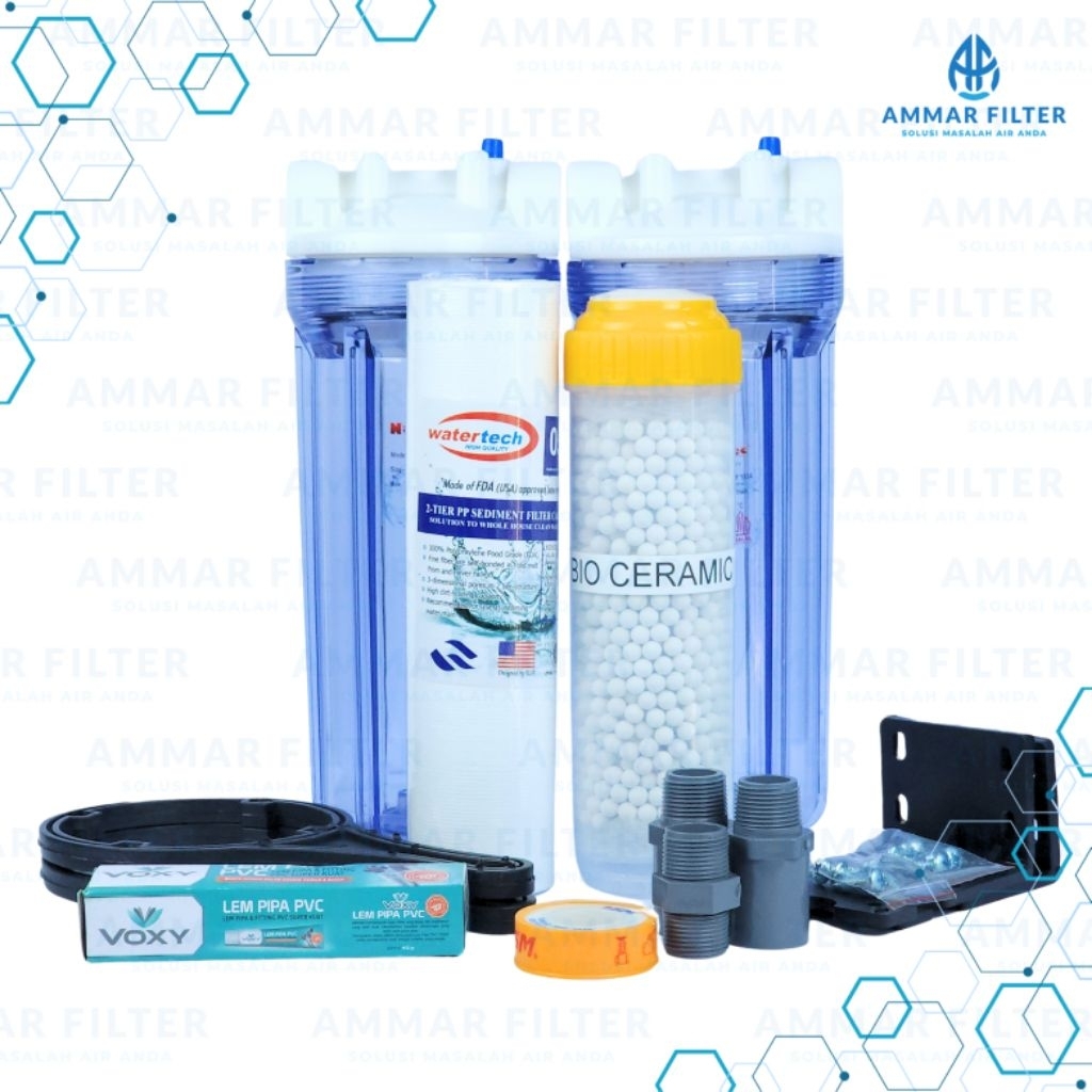 Jual Paket Filter Air 2 tahap (Spun + Catridge Refill berbagai jenis media) Nanotec Eugen Clear ...