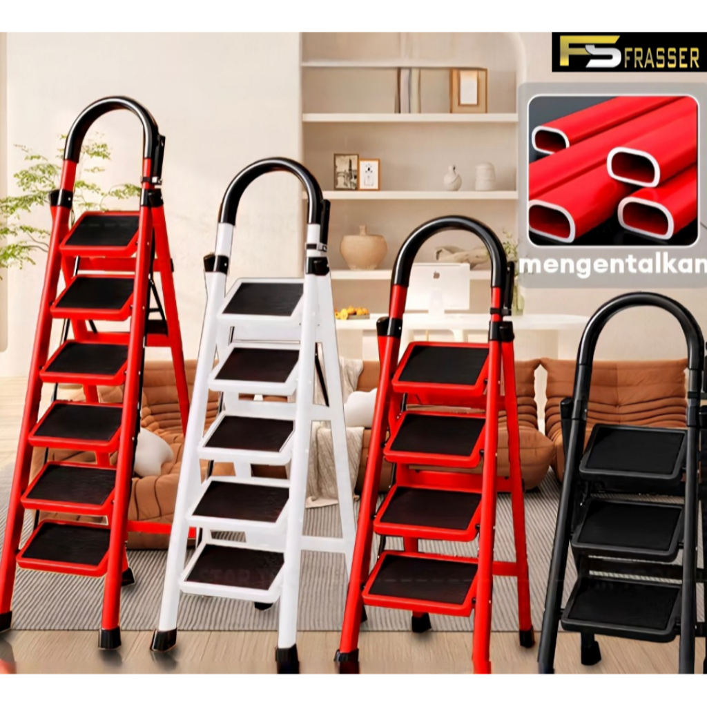 Jual Frasser Tangga Rumah Lipat Tangga Besi Lipat 3/4/5/6/7/8 Langkah Household Steel Ladder TNG ...
