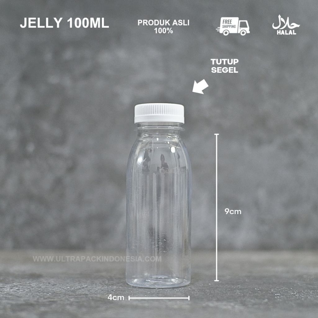 Jual KEMASAN MINUMAN BOTOL FOOD GRADE - BOTOL PET JELLY 100ML + TUTUP PLASTIK ULIR SEGEL [ BOTOL ...