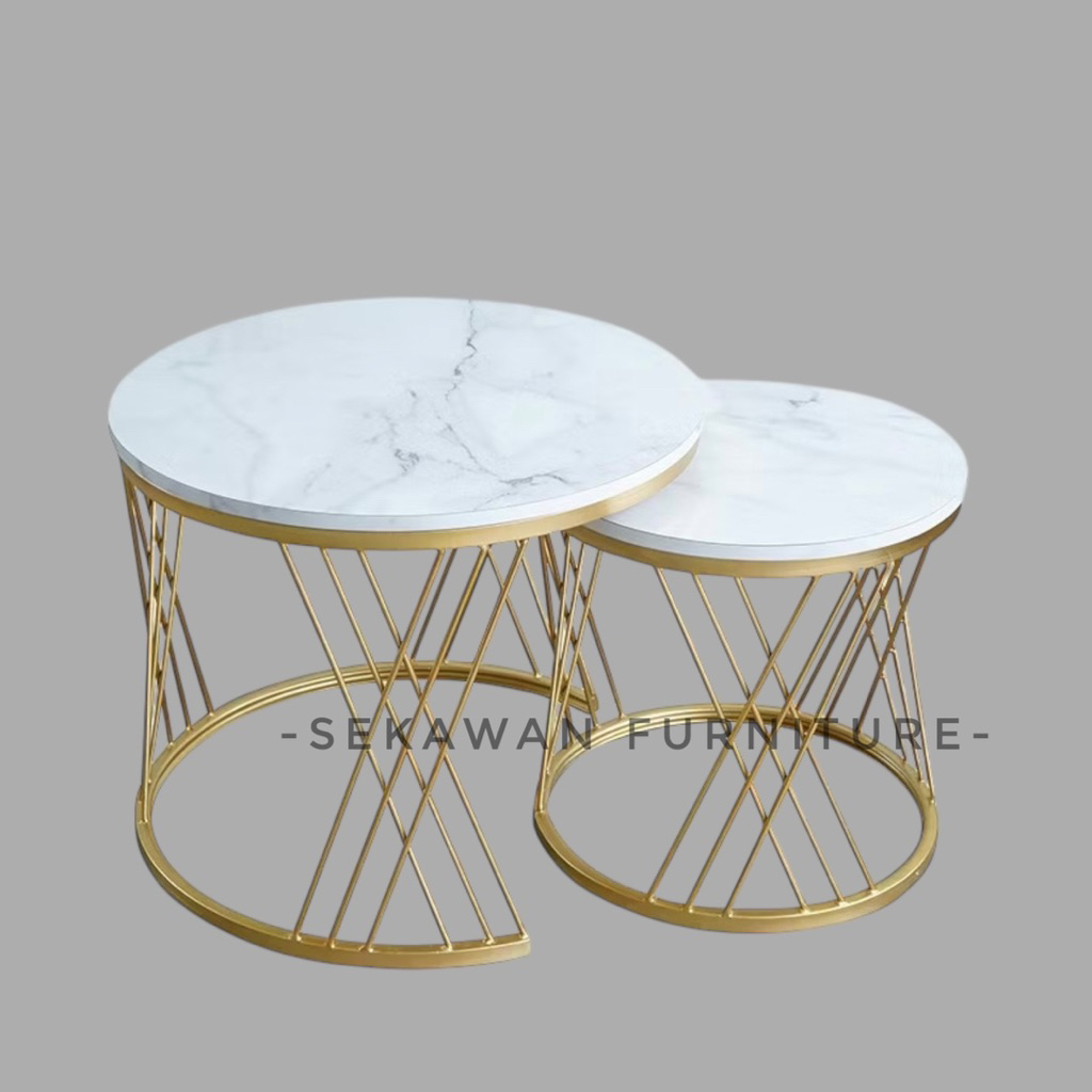 Jual [SEKAWAN] Meja Tamu Minimalis Besi Meja Viral Meja Bulat Besi Set ...