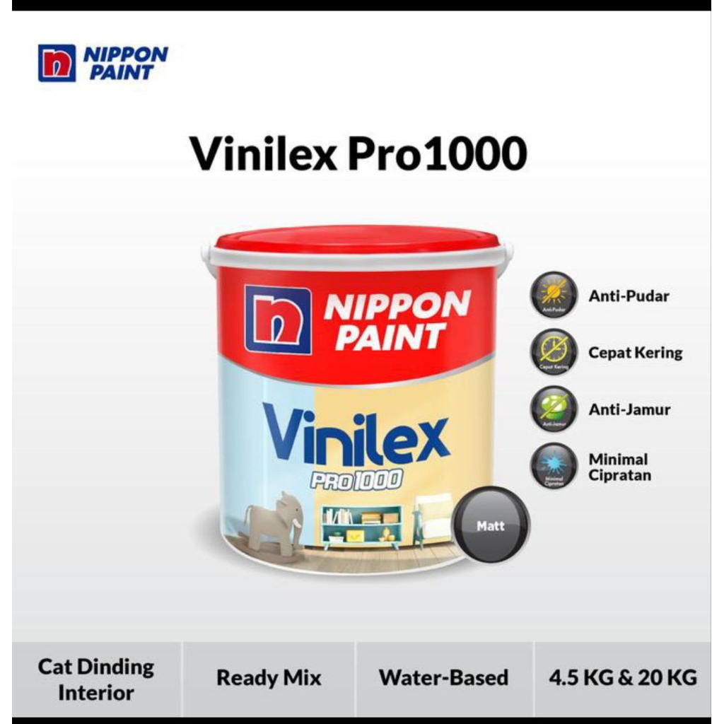 Jual Cat tembok interior vinilex pro 1000 white 9102 4,5 kg | Shopee ...