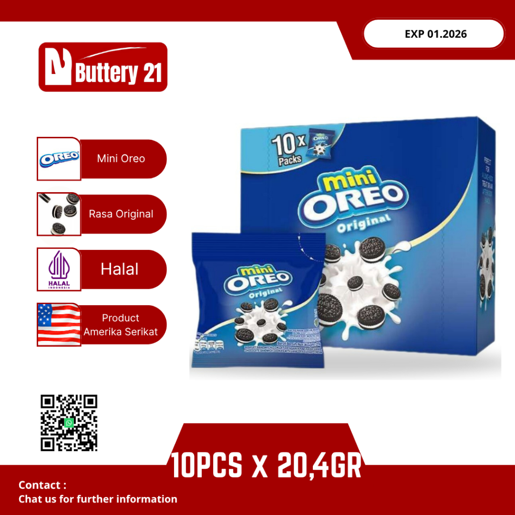 Jual OREO MINI ORIGINAL 1 BOX (10 PACK)/OREO MINI 10 PACK X 20,4 GR/1 ...