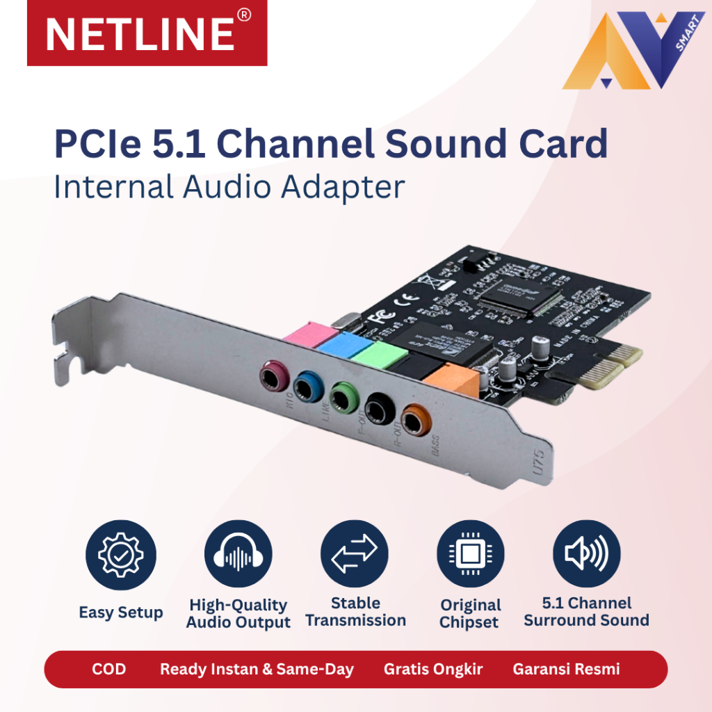 Jual Netline PCIe 5.1 Surround Sound Card PCI Express Expansion Card ...