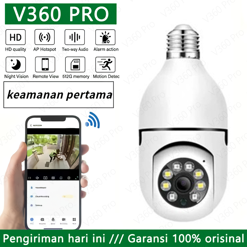 Jual V360 Pro CCTV Lampu 360 Derajat Bohlam 4K PTZ WiFi Smart Camera ...