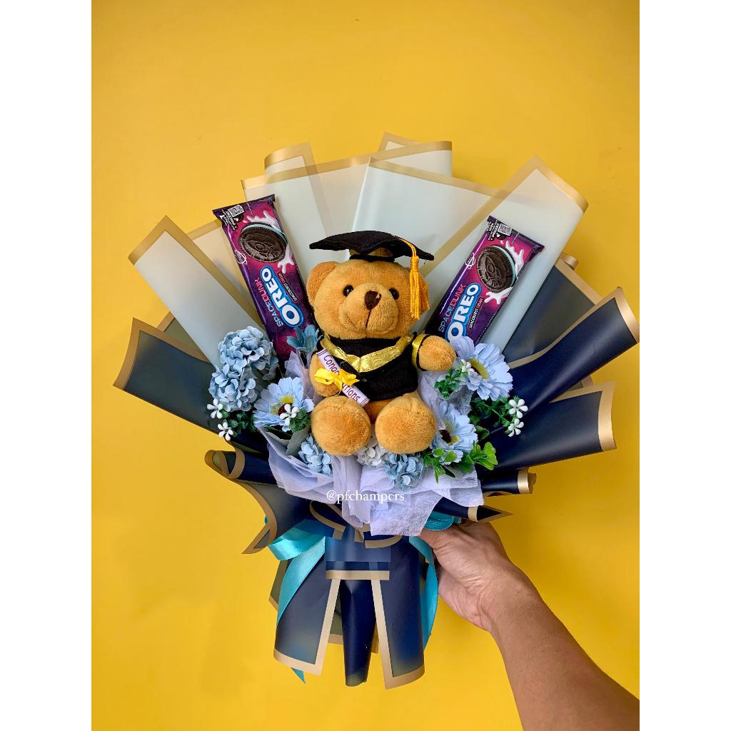 Jual BUKET BUNGA GRADUATION Teddy Bear Hand Bouquet Birthday Buket ...
