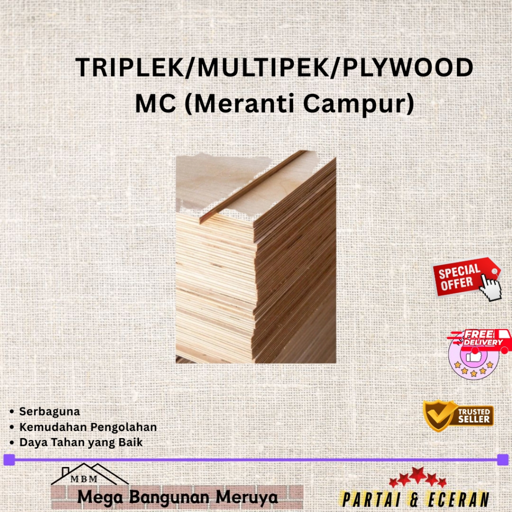 Jual Triplek Multiplek Plywood Meranti Campur 3mm.4mm.6mm.8mm.12mm.15mm ...