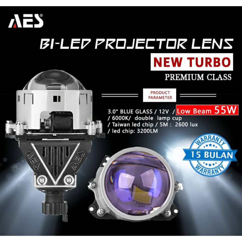 Jual BILENS LED PROJECTOR LENS BILED BI-LED TURBO AES 3 INCHI BLUE FIRM ...
