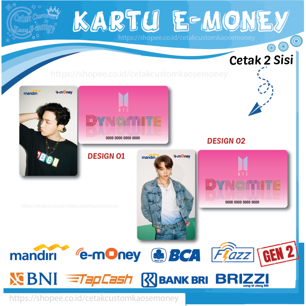 Jual KARTU EMONEY ETOLL KPOP BTS J-HOPE & JIMIN DYNAMITE EMONEY MANDIRI ...