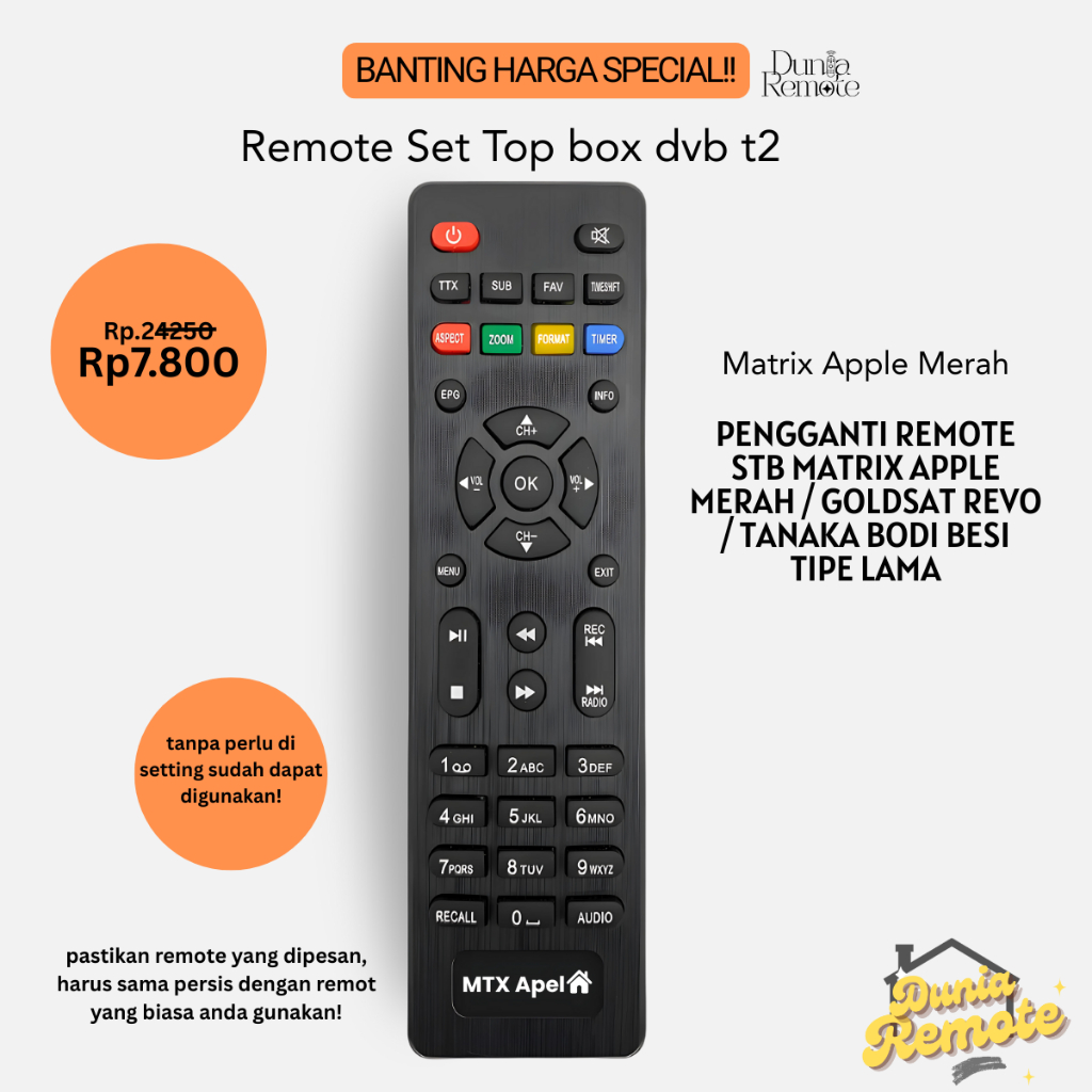 Jual Remote Stb Matrix Apple Merah Hd DVB T2 Receiver Parabola Matrix ...