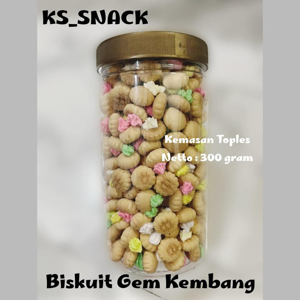 Jual KS_SNACK BISKUIT GEM KEMBANG CEMILAN ENAK KEMASAN TOPLES 1000ml ...