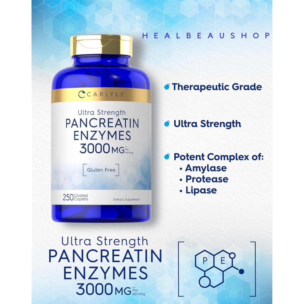 Jual Carlyle Pancreatin Enzyme 3000mg 250ccp Enzim Pankreas Original ...
