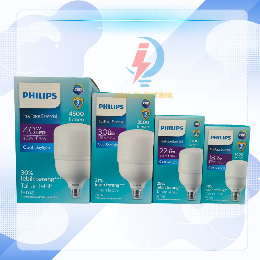 Jual PHILIPS lampu LED Philips TrueForse Essential 18/22/30/40 watt ...