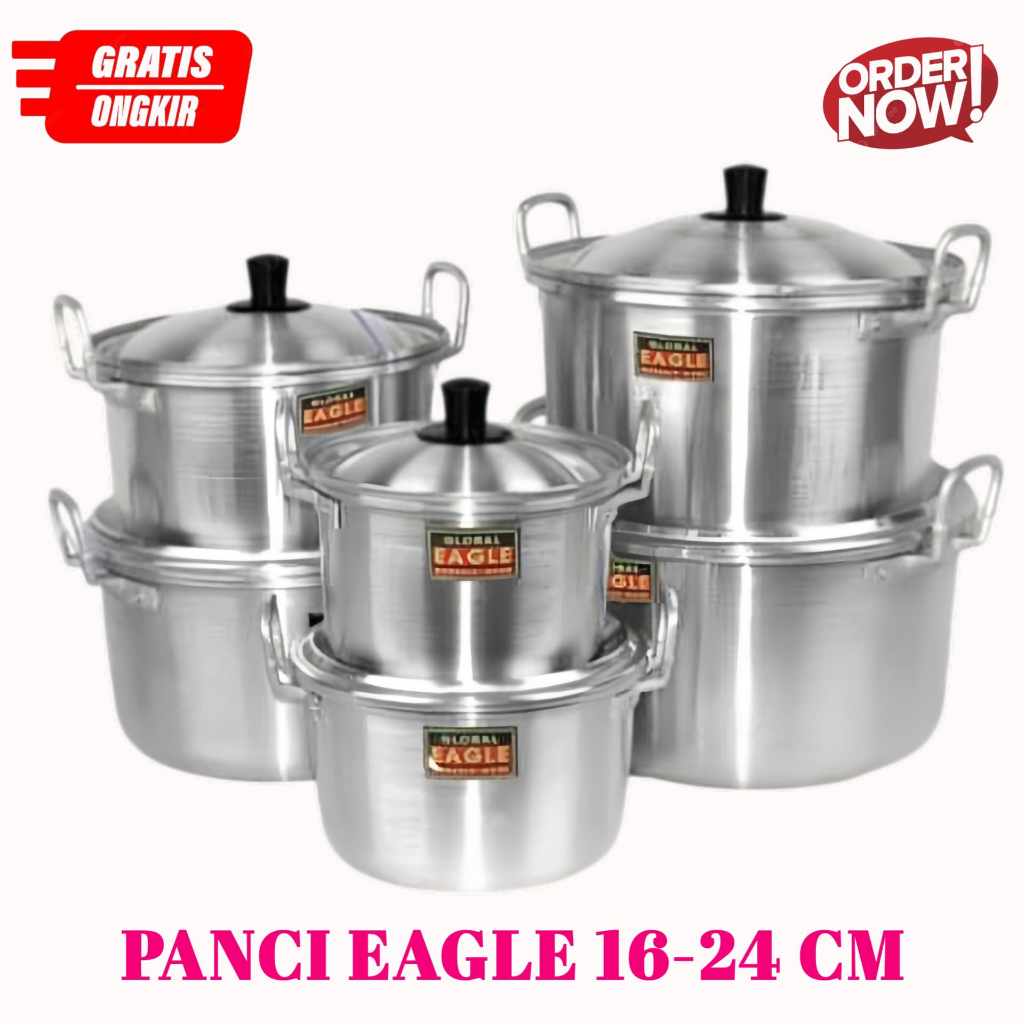 Jual Panci Set Aluminium Stainless Merk Global Eagle 16 18 20 22 24cm ...