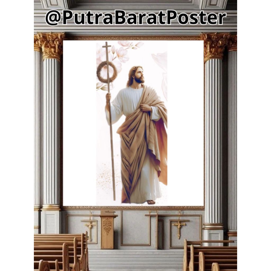 Jual Poster Cetak Hiasan Dinding Jumbo Gambar Tuhan Yesus Uk 70 X 100 ...
