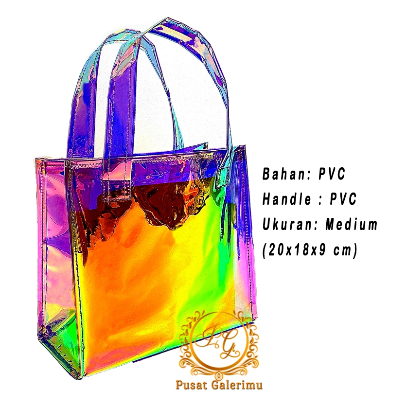 Jual Tas Glossy Full Mika Tote Bag Medium Hologram Full Mika Pvc ...