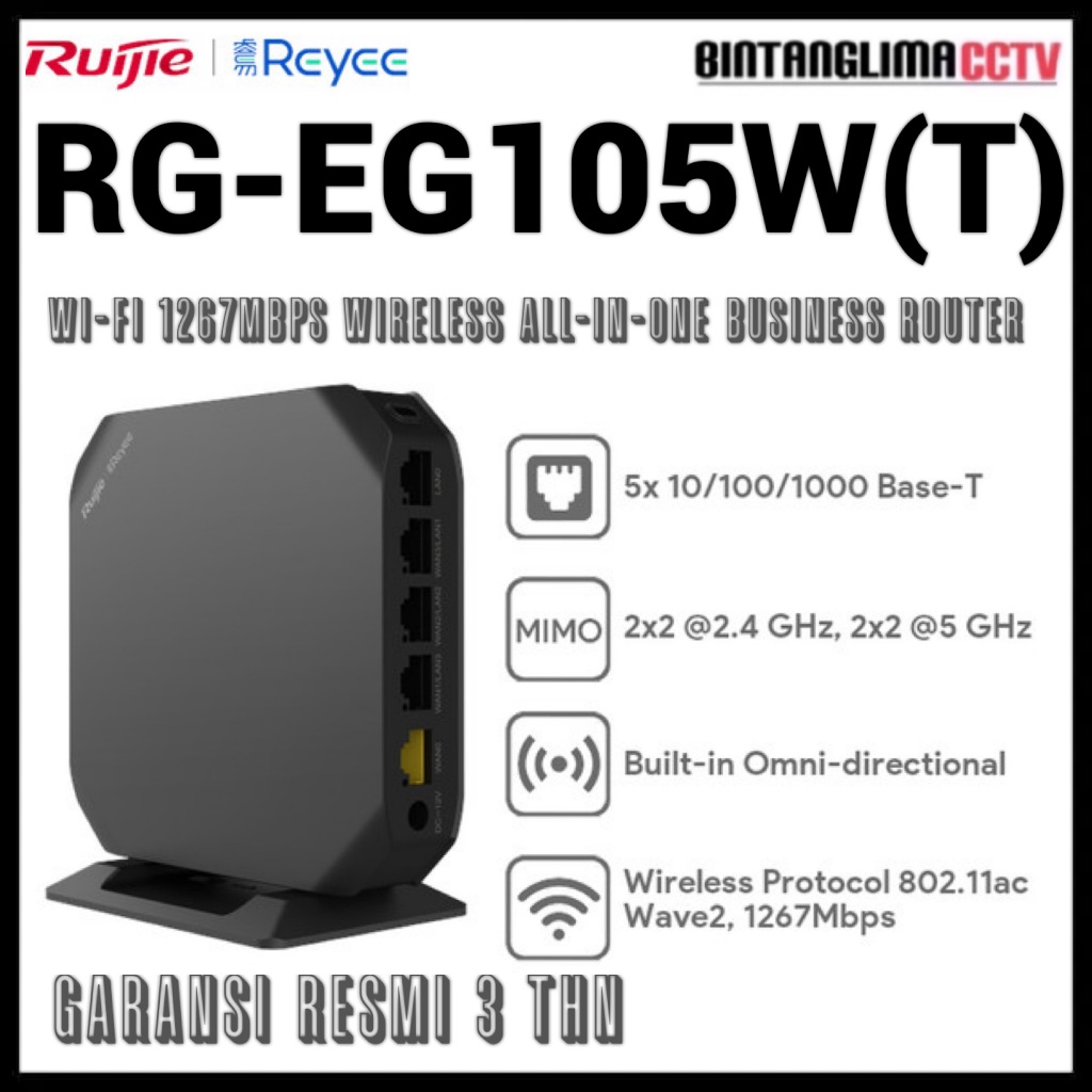 Jual RUIJIE REYEE RG-EG105GW(T) WI-FI 5 1267MBPS WIRELESS ALL-IN-ONE BUSINESS ROUTER | Shopee ...