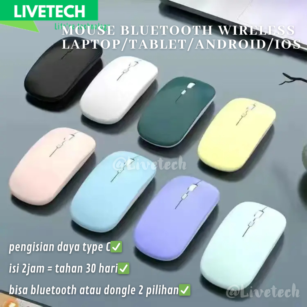 Jual LIVETECH Mouse Dual Mode 2.4Ghz Wireless Bluetooth 2In1 Cordless Mouse Wireless ...