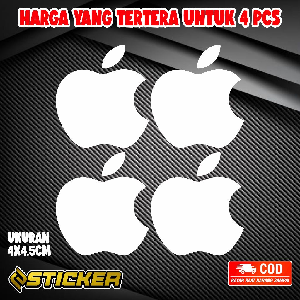 Jual Stiker Logo Apple 4 Pcs – Stiker Motor / Laptop Tahan Air Ukuran ...