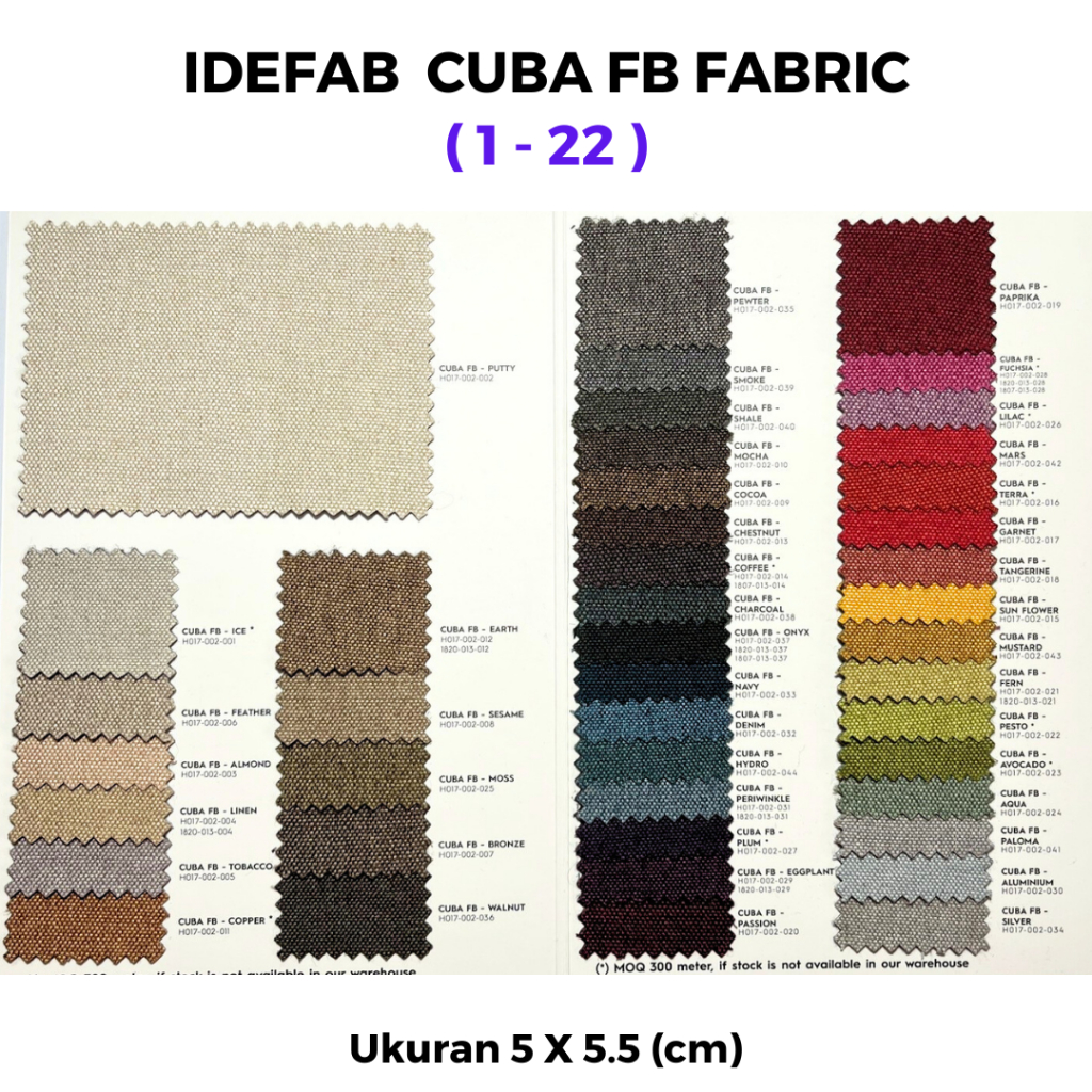 Jual Sample Material Kain Fabric Premium Idefab Cuba FB (1-22 ...