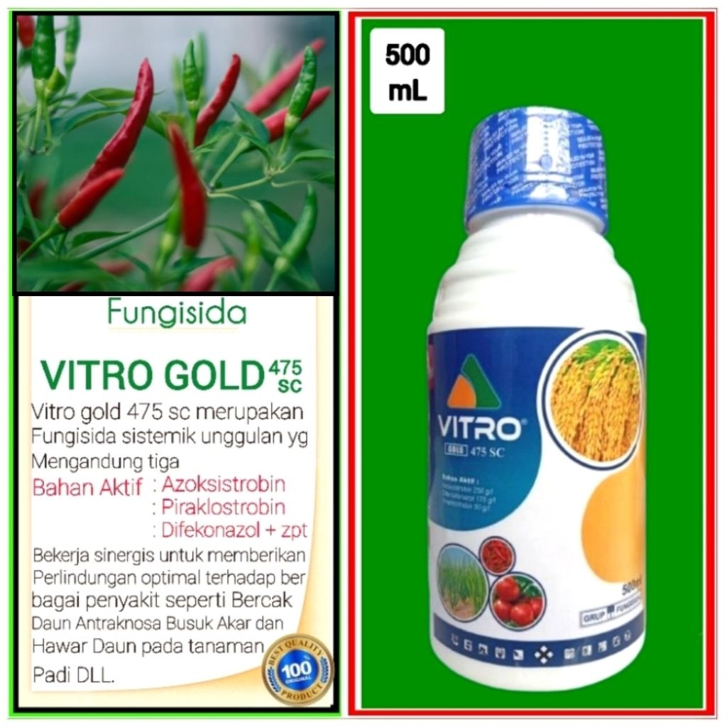 Jual Vitro Gold 475 sc 500 mL Fungisida Anti Jamur Antraknosa Bercak ...