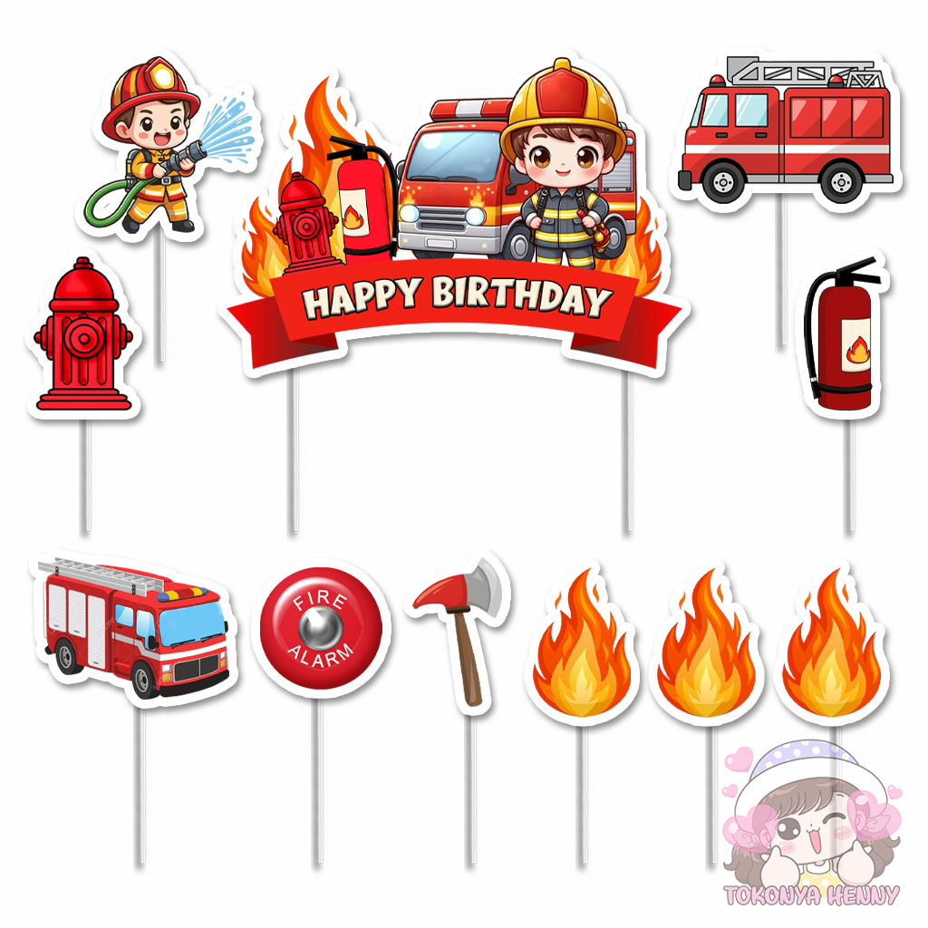 Jual Topper Cake Hiasan Kue Ulang Tahun Anak motif PROFESI DAMKAR ...