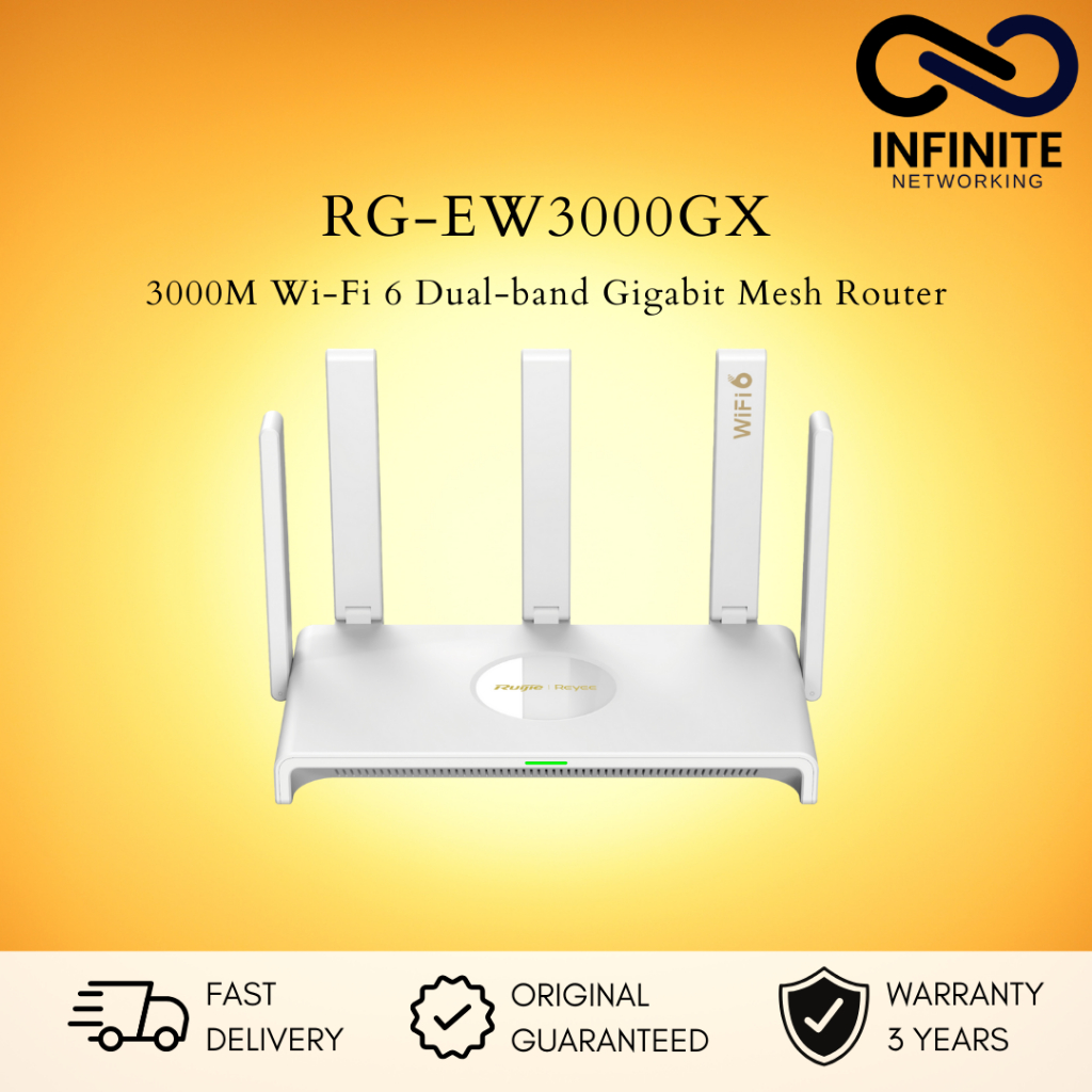 Jual Ruijie RG-EW3000GX Wi-Fi 6 Dual-band Gigabit Mesh Reyee Router ...