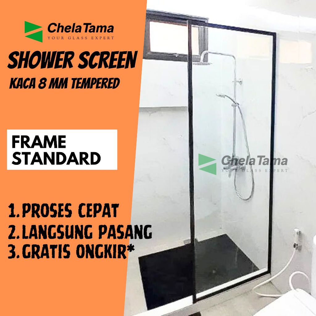 Jual Sekat Shower Kamar Mandi Partisi Kaca Tempered Frame | Shopee ...