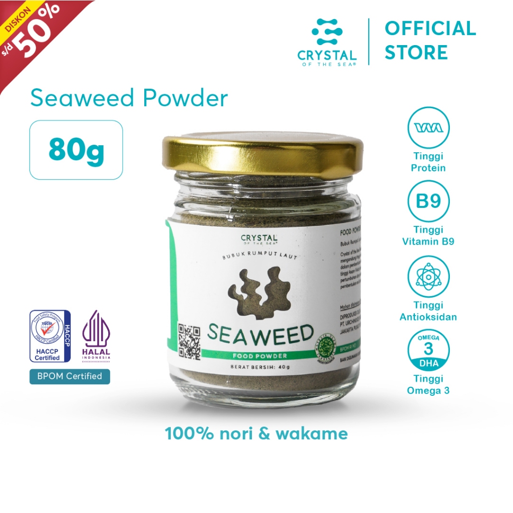 Jual CRYSTAL OF THE SEA Seaweed Bubuk Rumput Laut Halal BPOM 40GR ...